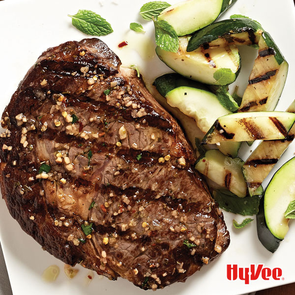 Smoky Santa Maria Rib Eyes with Grilled Zucchini | Hy-Vee